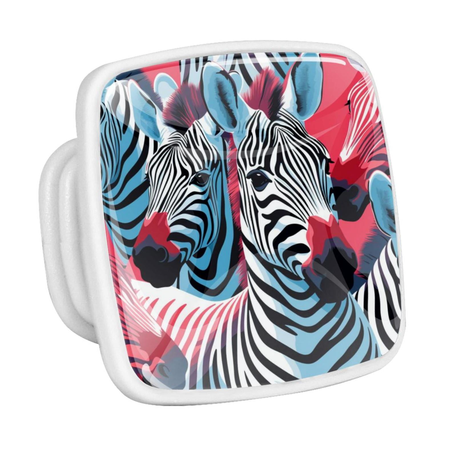 Zebra Animals Fluorescent Drawer Pulls with Screws Square 4-Pack Glow ...