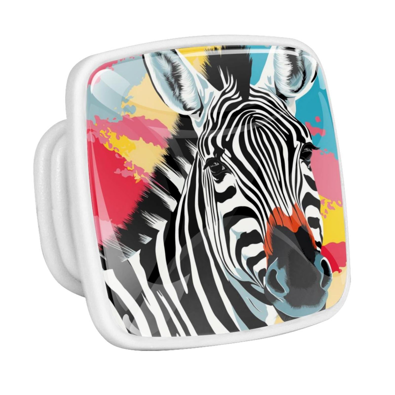 Zebra Animals Fluorescent Drawer Pulls with Screws Square 4-Pack Glow ...