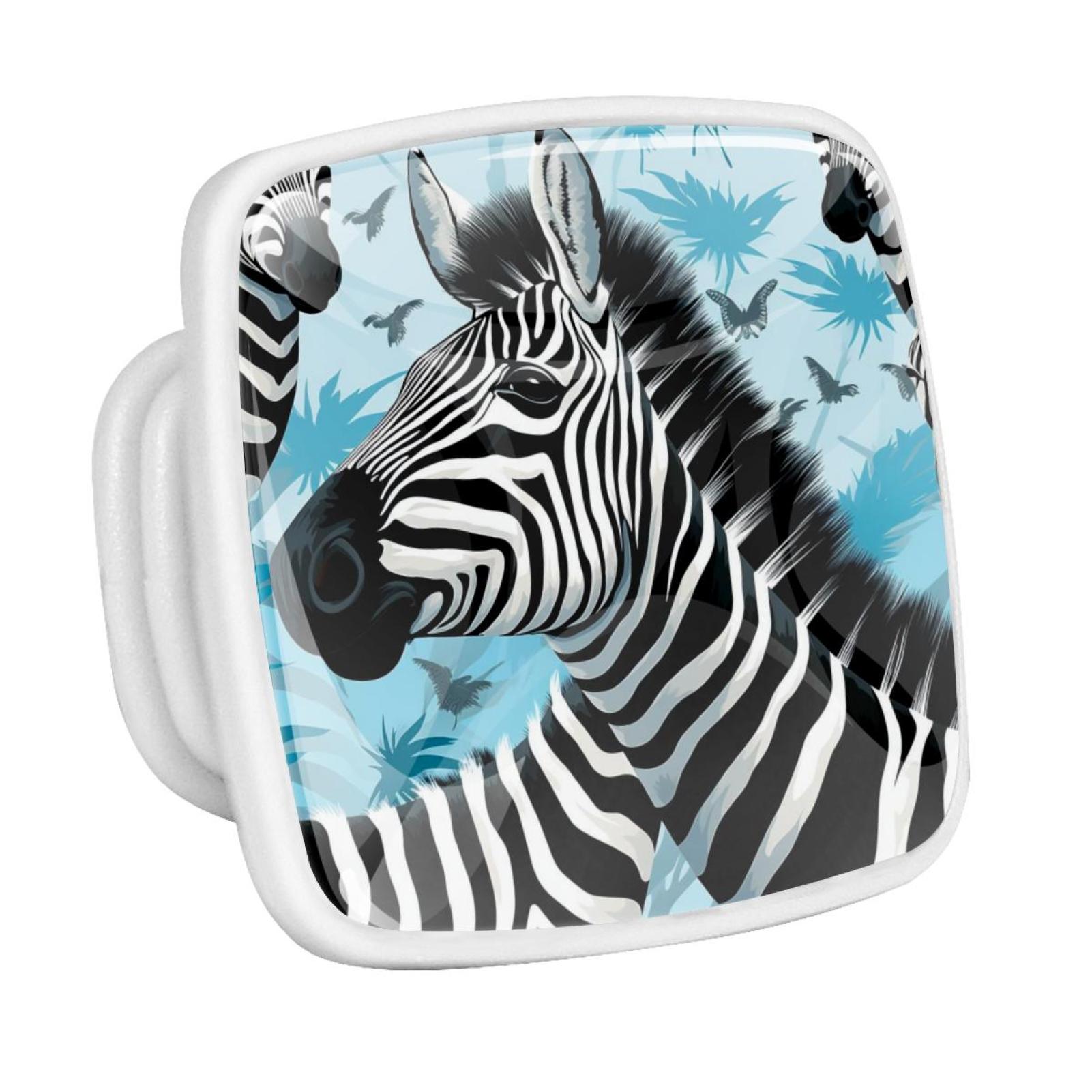 Zebra Animals Fluorescent Drawer Pulls with Screws Square 4-Pack Glow ...