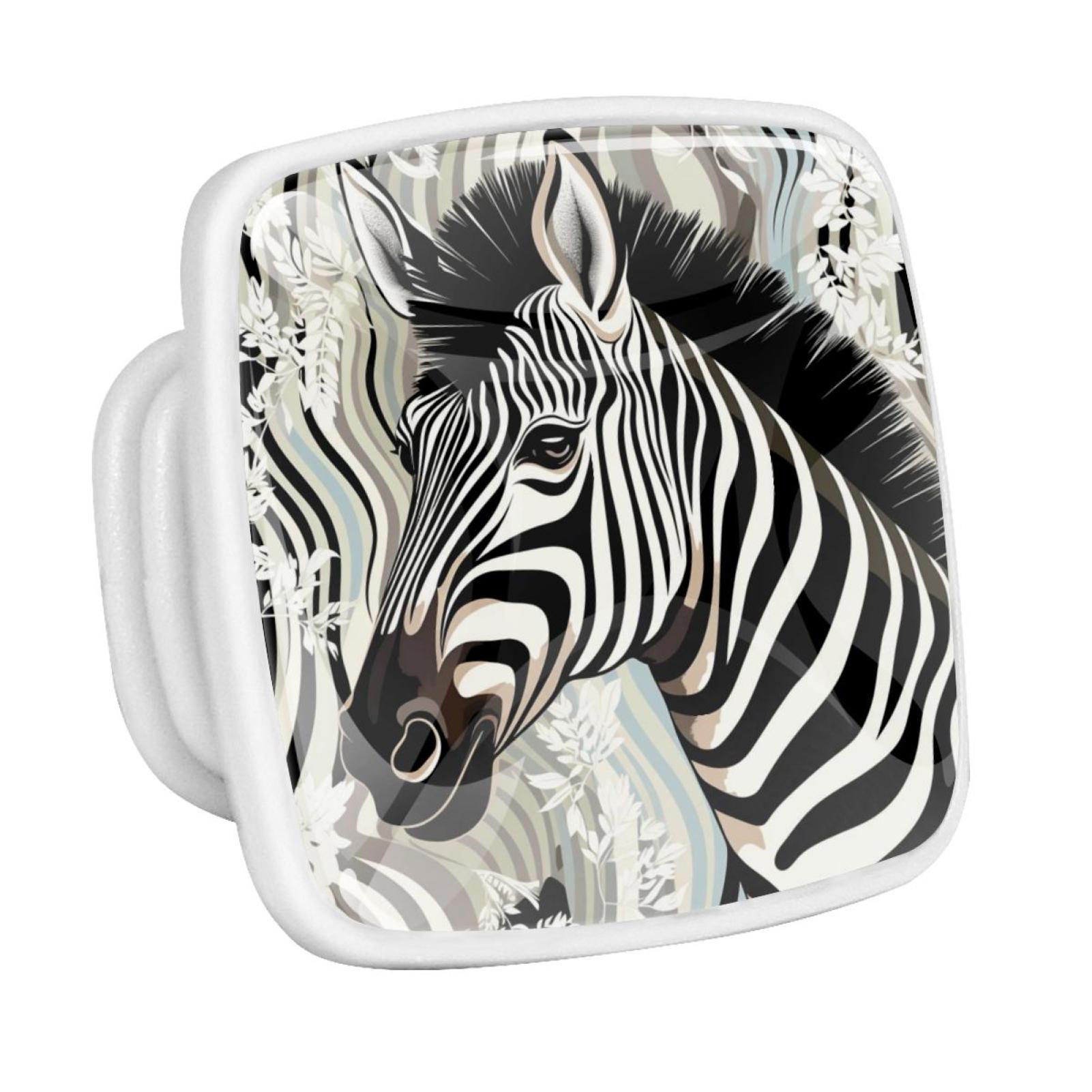 Zebra Animals Fluorescent Drawer Pulls with Screws Square 4-Pack Glow ...