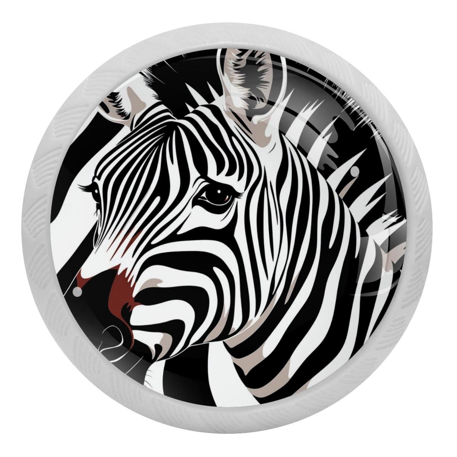 Zebra Animals Pattern 4PCS Cabinet Knobs Pulls Fluorescent Drawer ...