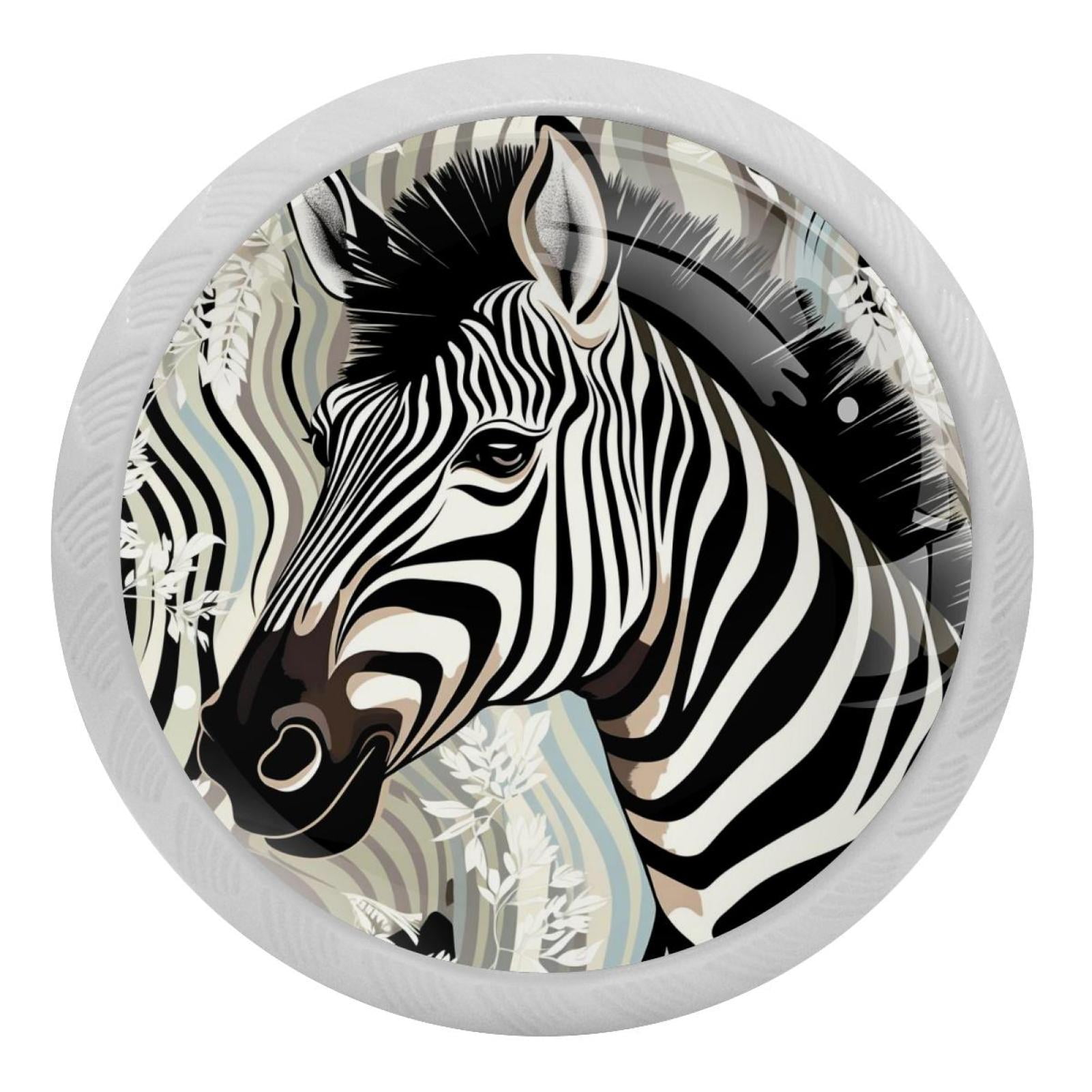 Zebra Animals Pattern 4PCS Cabinet Knobs Pulls Fluorescent Drawer ...