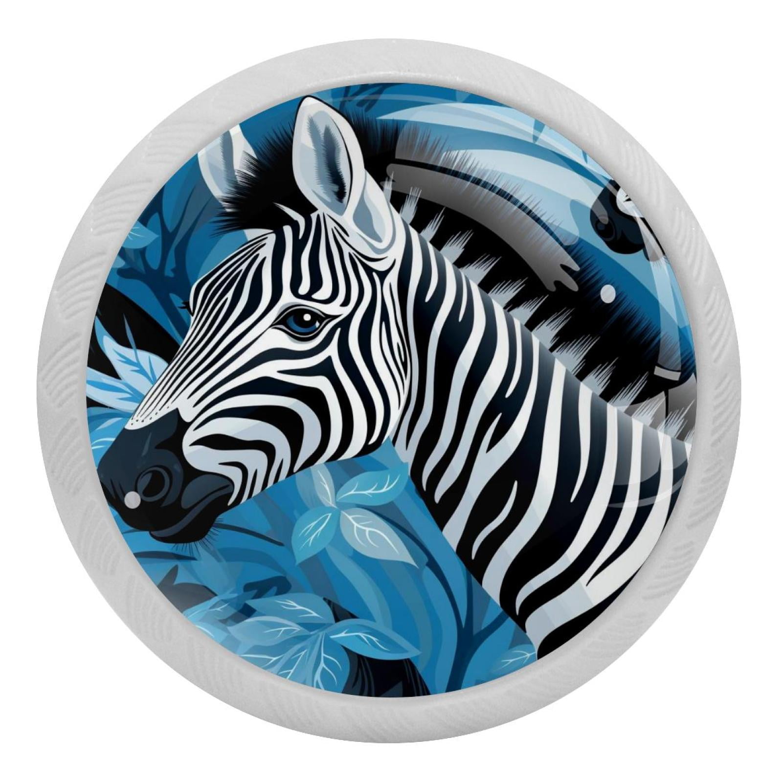 Zebra Animals Pattern 4PCS Cabinet Knobs Pulls Fluorescent Drawer ...