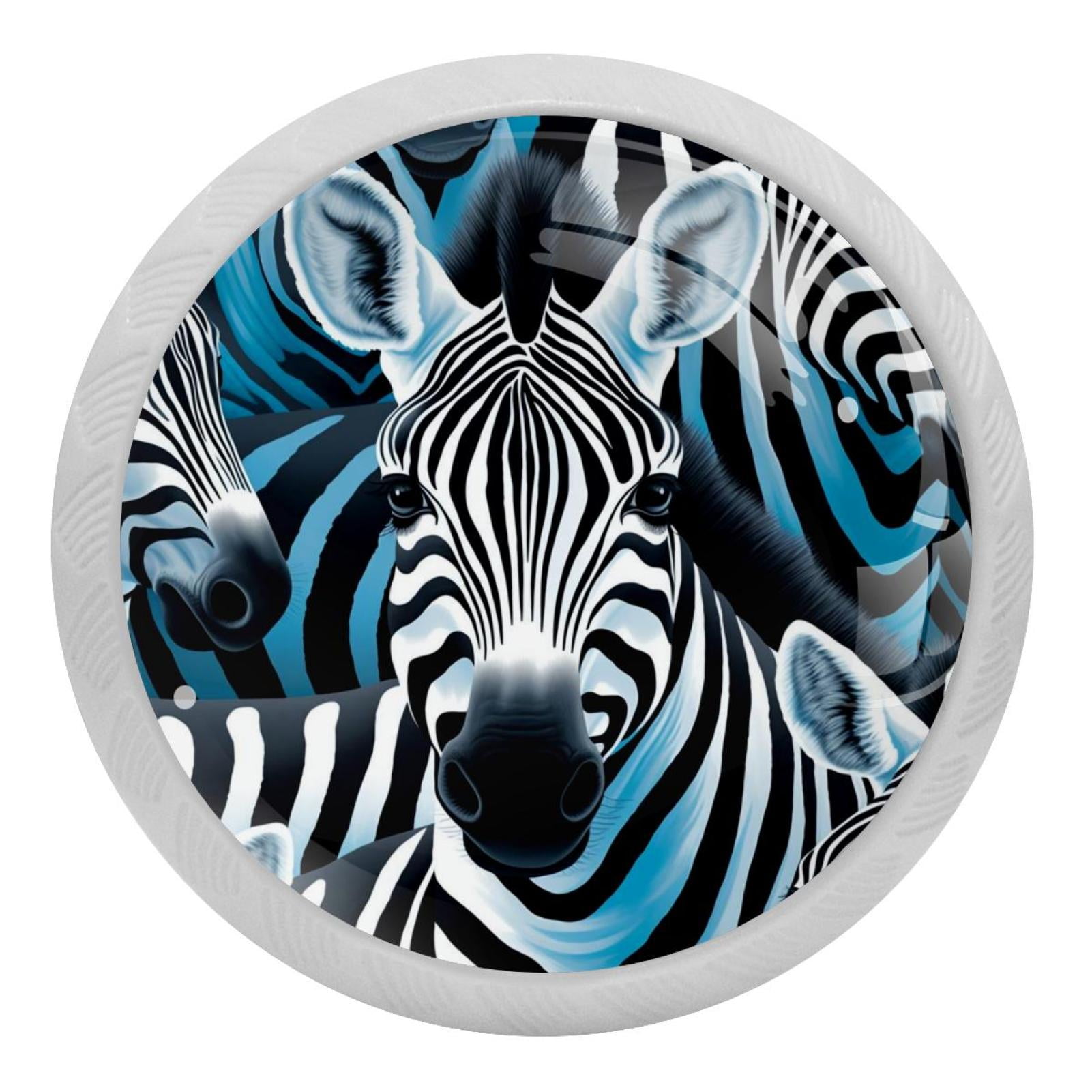 Zebra Animals Pattern 4PCS Cabinet Knobs Pulls Fluorescent Drawer ...