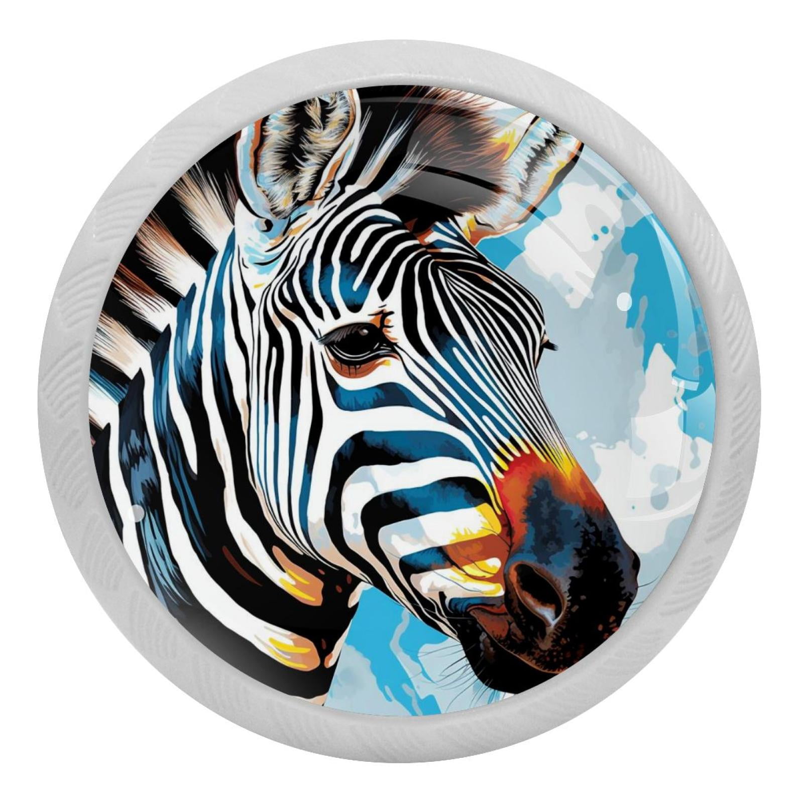 Zebra Animals Pattern 4PCS Cabinet Knobs Pulls Fluorescent Drawer ...