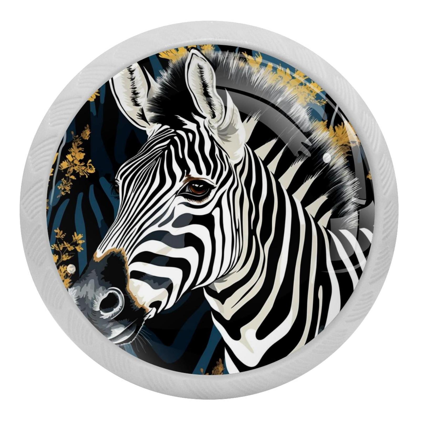 Zebra Animals Pattern 4PCS Cabinet Knobs Pulls Fluorescent Drawer ...
