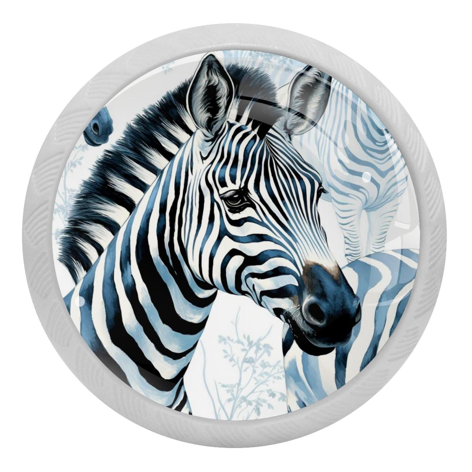Zebra Animals Pattern 4PCS Cabinet Knobs Pulls Fluorescent Drawer ...