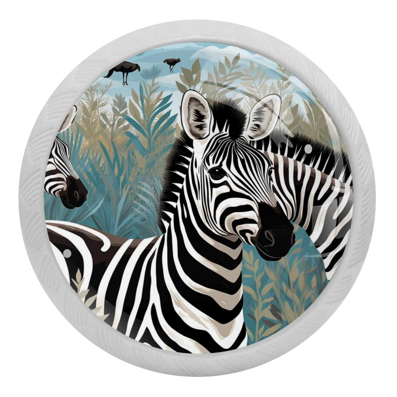 Zebra Animals Pattern 4PCS Cabinet Knobs Pulls Fluorescent Drawer ...