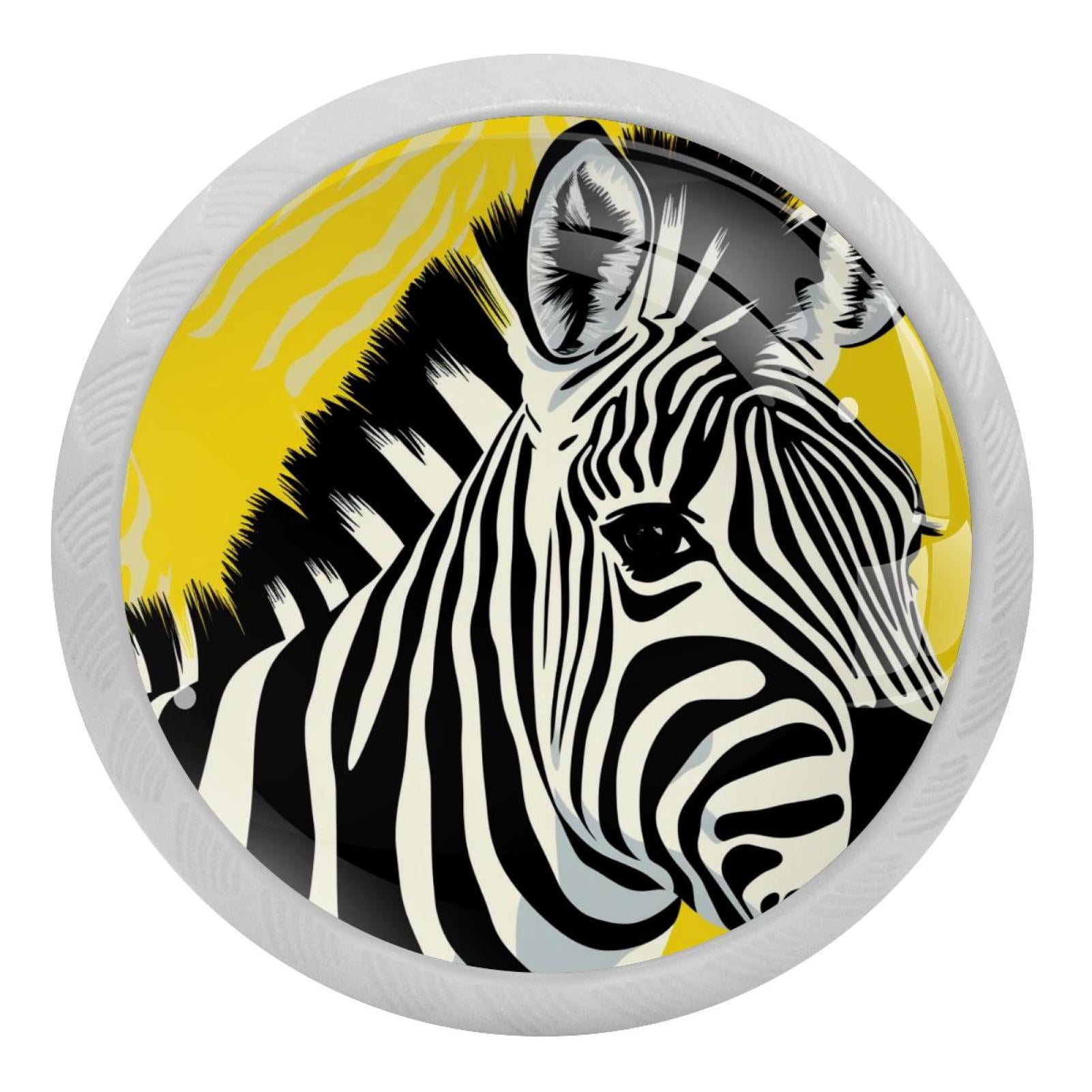 Zebra Animals Pattern 4PCS Cabinet Knobs Pulls Fluorescent Drawer ...