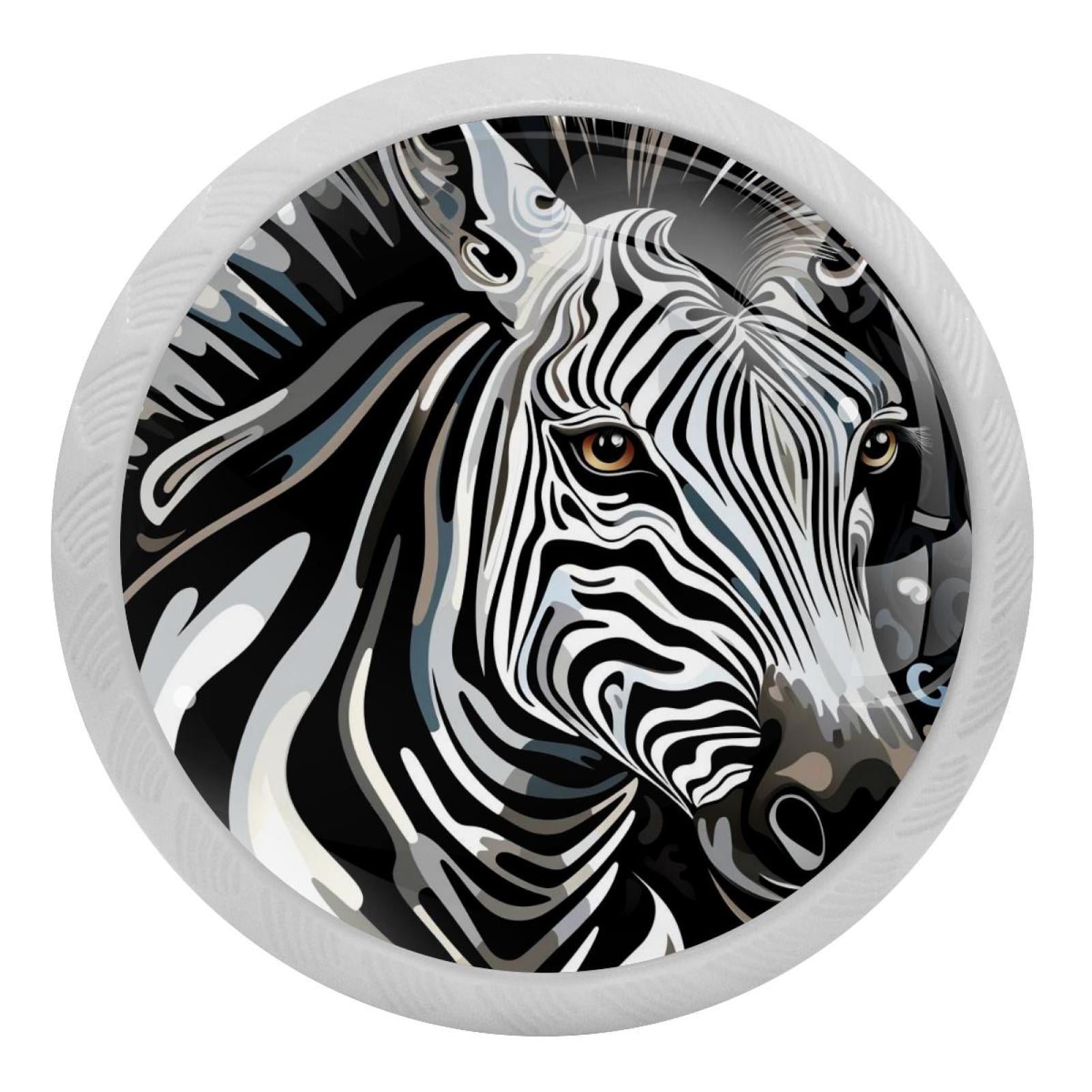 Zebra Animals Pattern 4PCS Cabinet Knobs Pulls Fluorescent Drawer ...