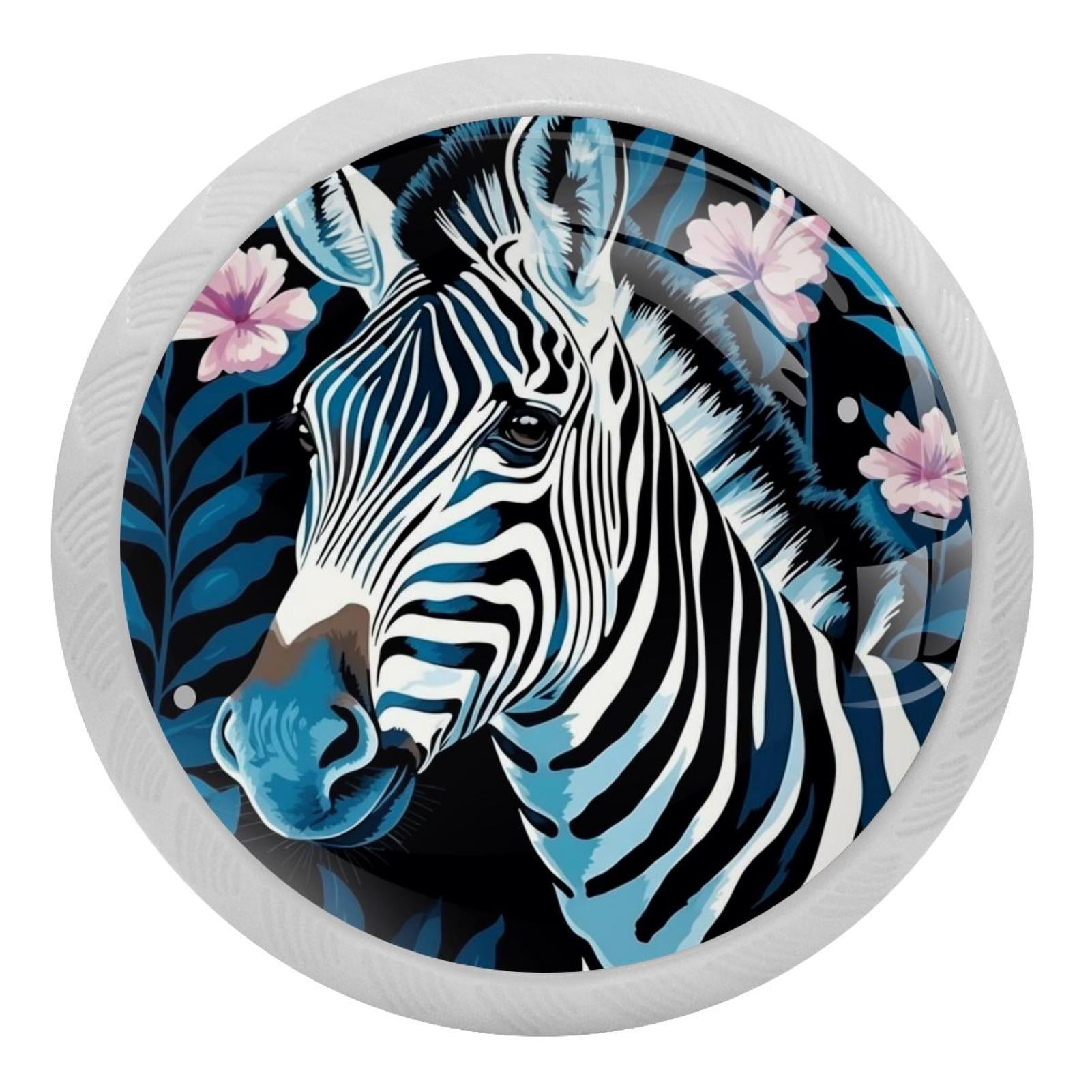 Zebra Animals Pattern 4PCS Cabinet Knobs Pulls Fluorescent Drawer ...
