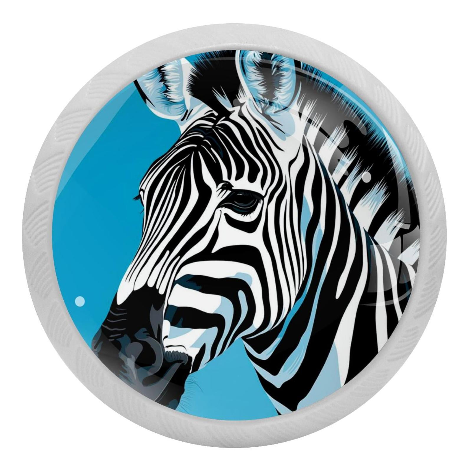 Zebra Animals Pattern 4PCS Cabinet Knobs Pulls Fluorescent Drawer ...
