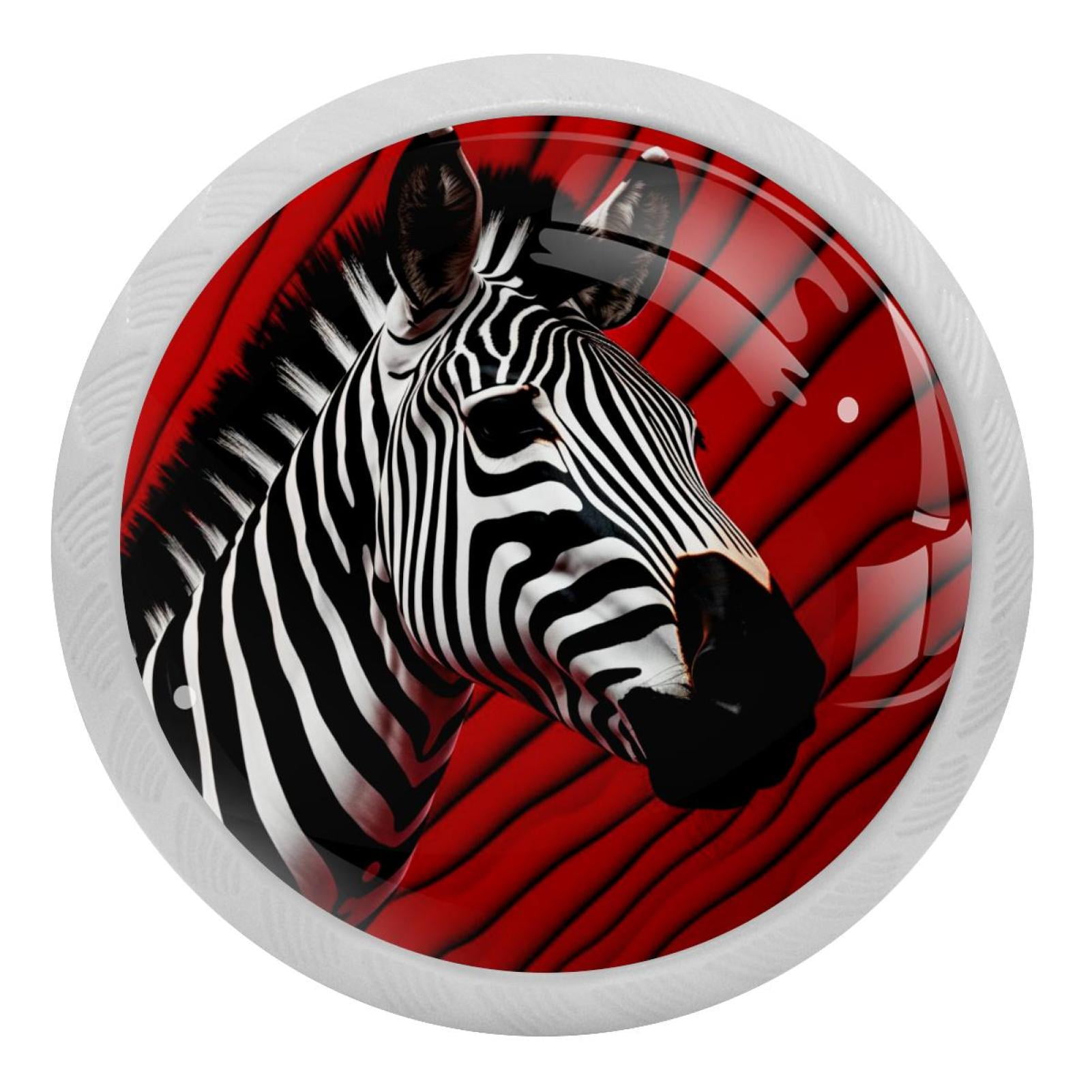 Zebra Animals Pattern 4PCS Cabinet Knobs Pulls Fluorescent Drawer ...