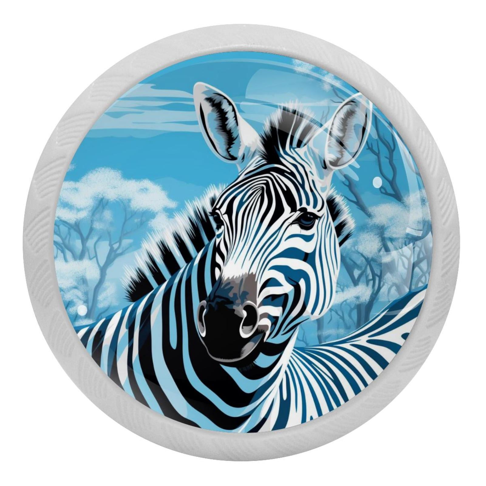 Zebra Animals Pattern 4PCS Cabinet Knobs Pulls Fluorescent Drawer ...