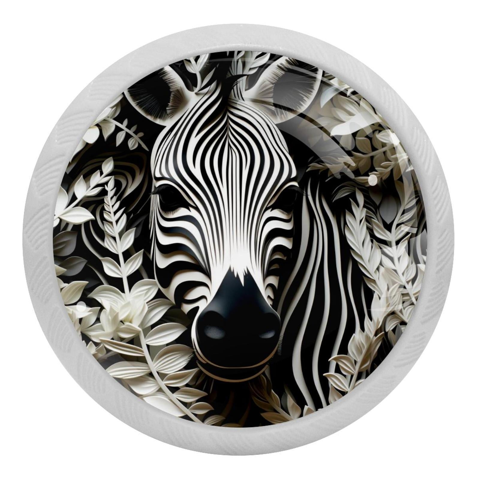 Zebra Animals Pattern 4PCS Cabinet Knobs Pulls Fluorescent Drawer ...