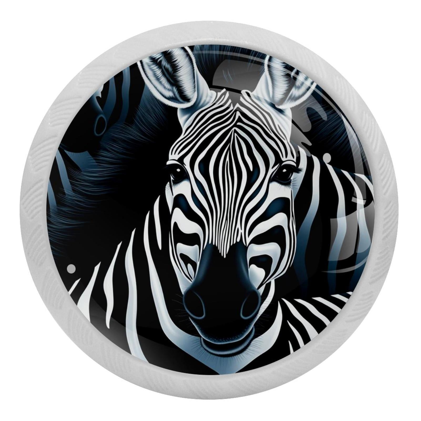 Zebra Animals Pattern 4PCS Cabinet Knobs Pulls Fluorescent Drawer ...