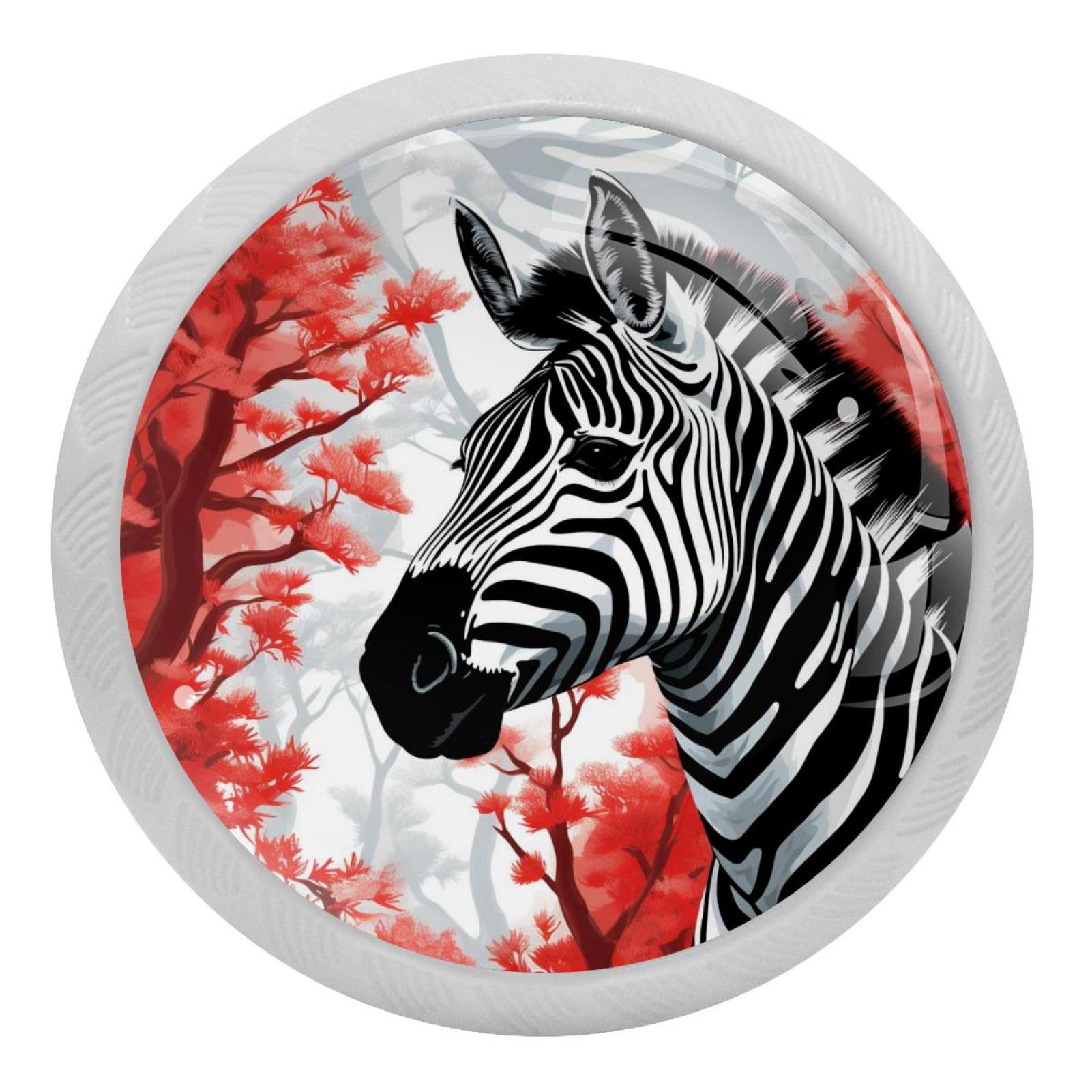 Zebra Animals Pattern 4PCS Cabinet Knobs Pulls Fluorescent Drawer ...