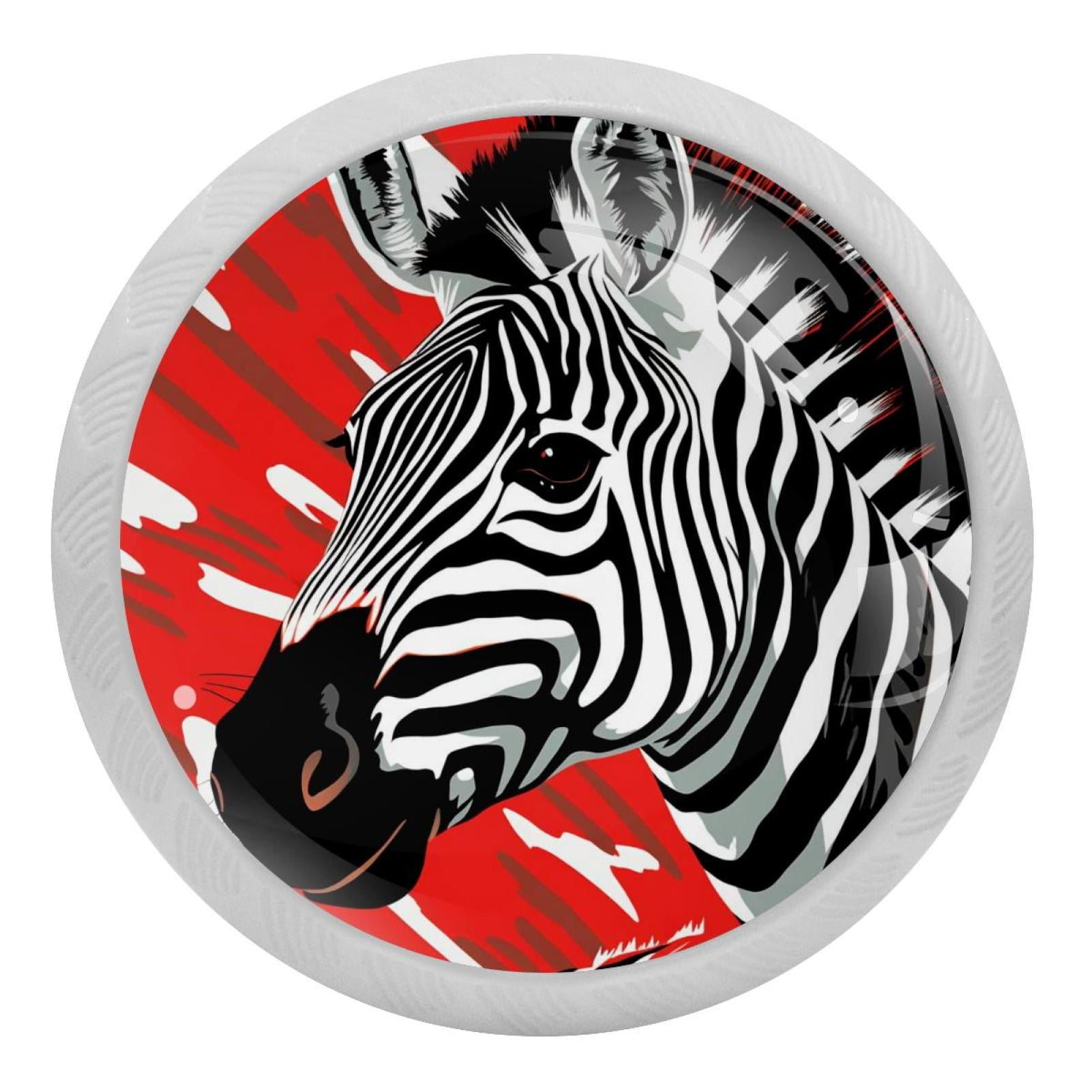 Zebra Animals Pattern 4PCS Cabinet Knobs Pulls Fluorescent Drawer ...