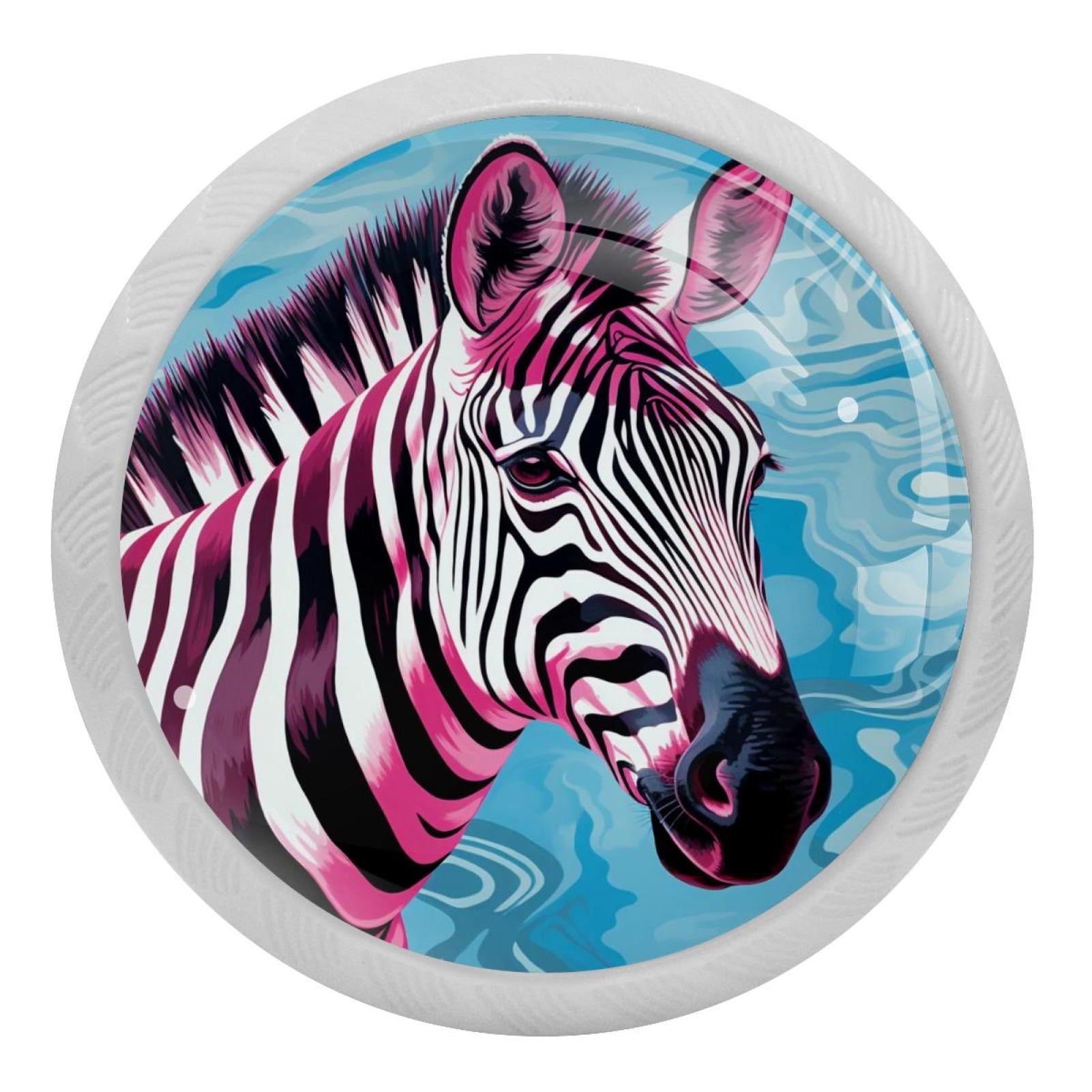 Zebra Animals Pattern 4PCS Cabinet Knobs Pulls Fluorescent Drawer ...