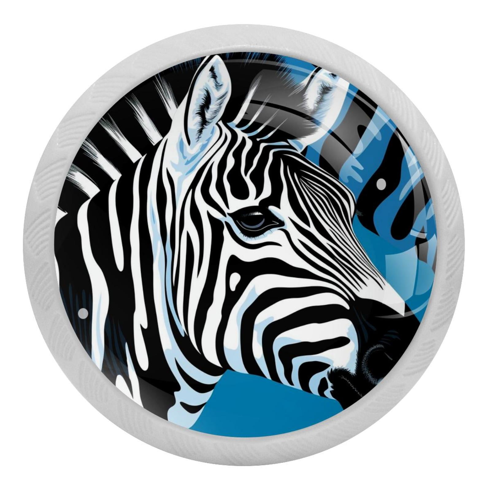 Zebra Animals Pattern 4PCS Cabinet Knobs Pulls Fluorescent Drawer ...