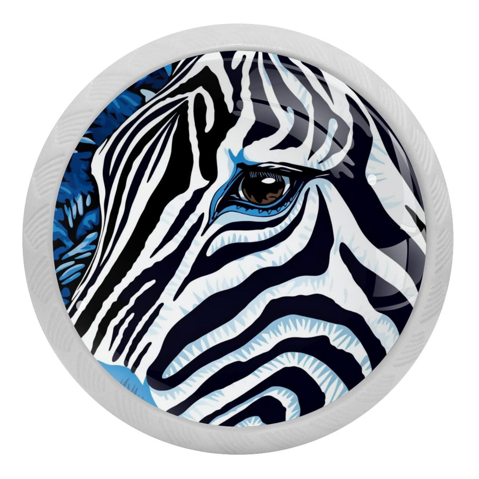 Zebra Animals Pattern 4PCS Cabinet Knobs Pulls Fluorescent Drawer ...