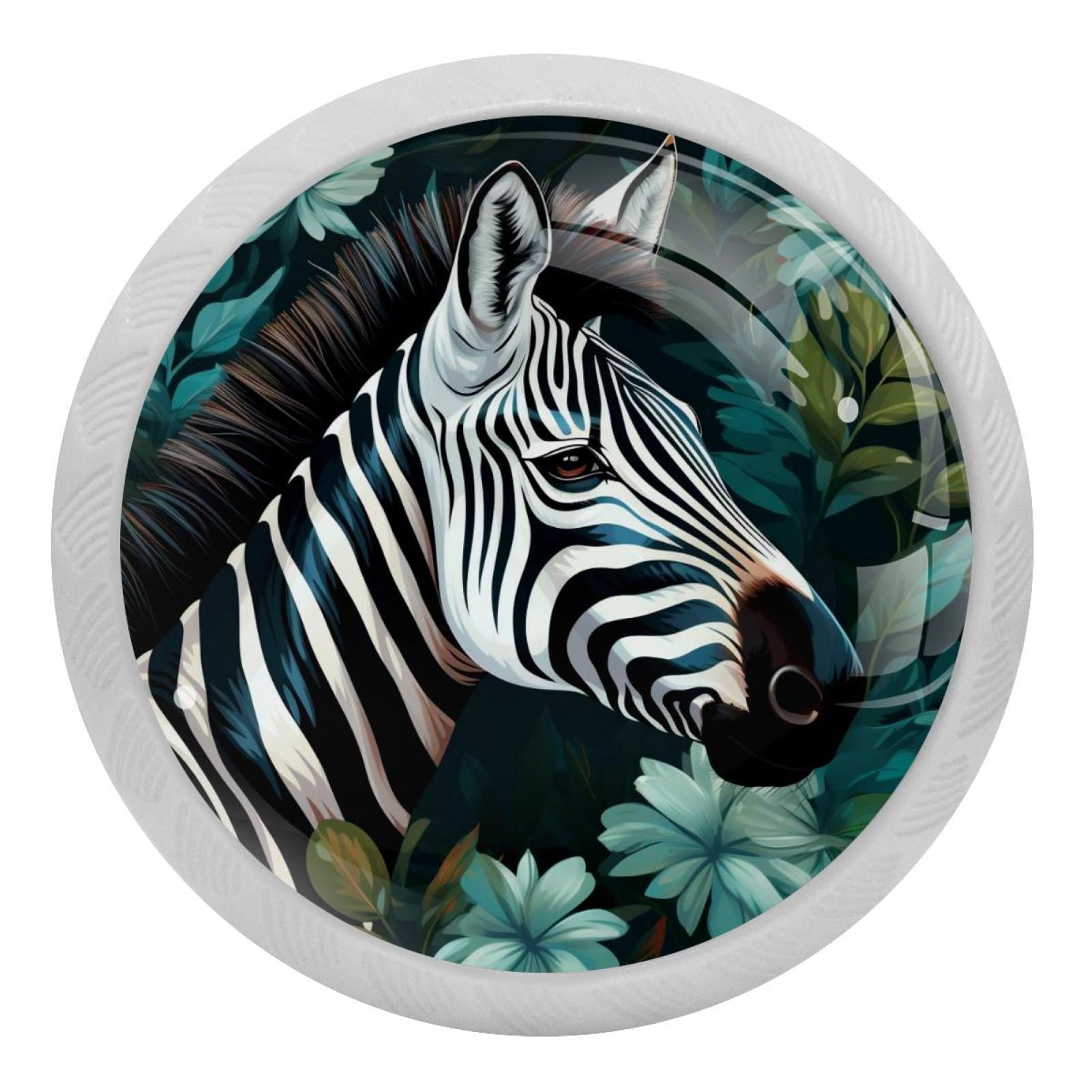 Zebra Animals Pattern 4PCS Cabinet Knobs Pulls Fluorescent Drawer ...