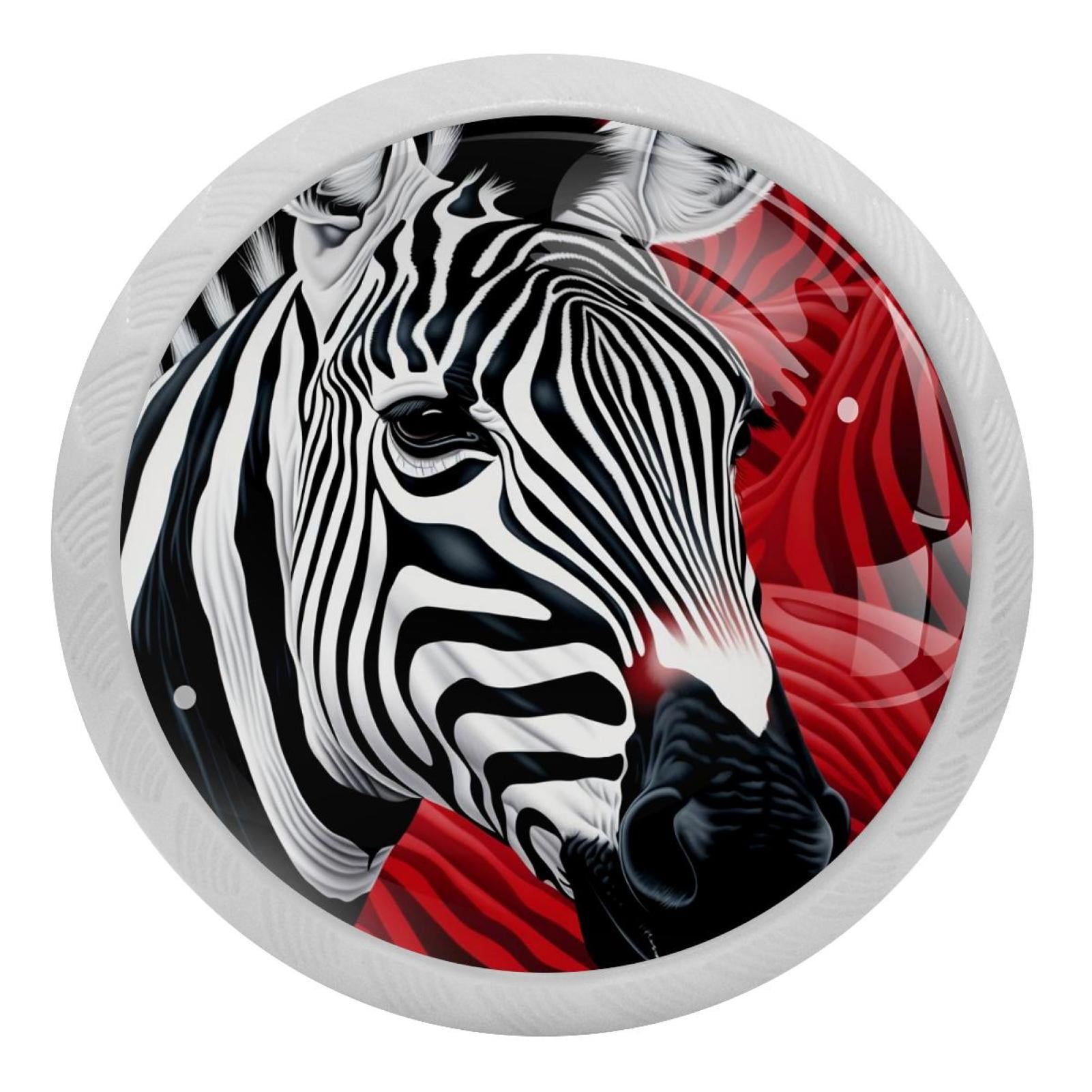 Zebra Animals Pattern 4PCS Cabinet Knobs Pulls Fluorescent Drawer ...