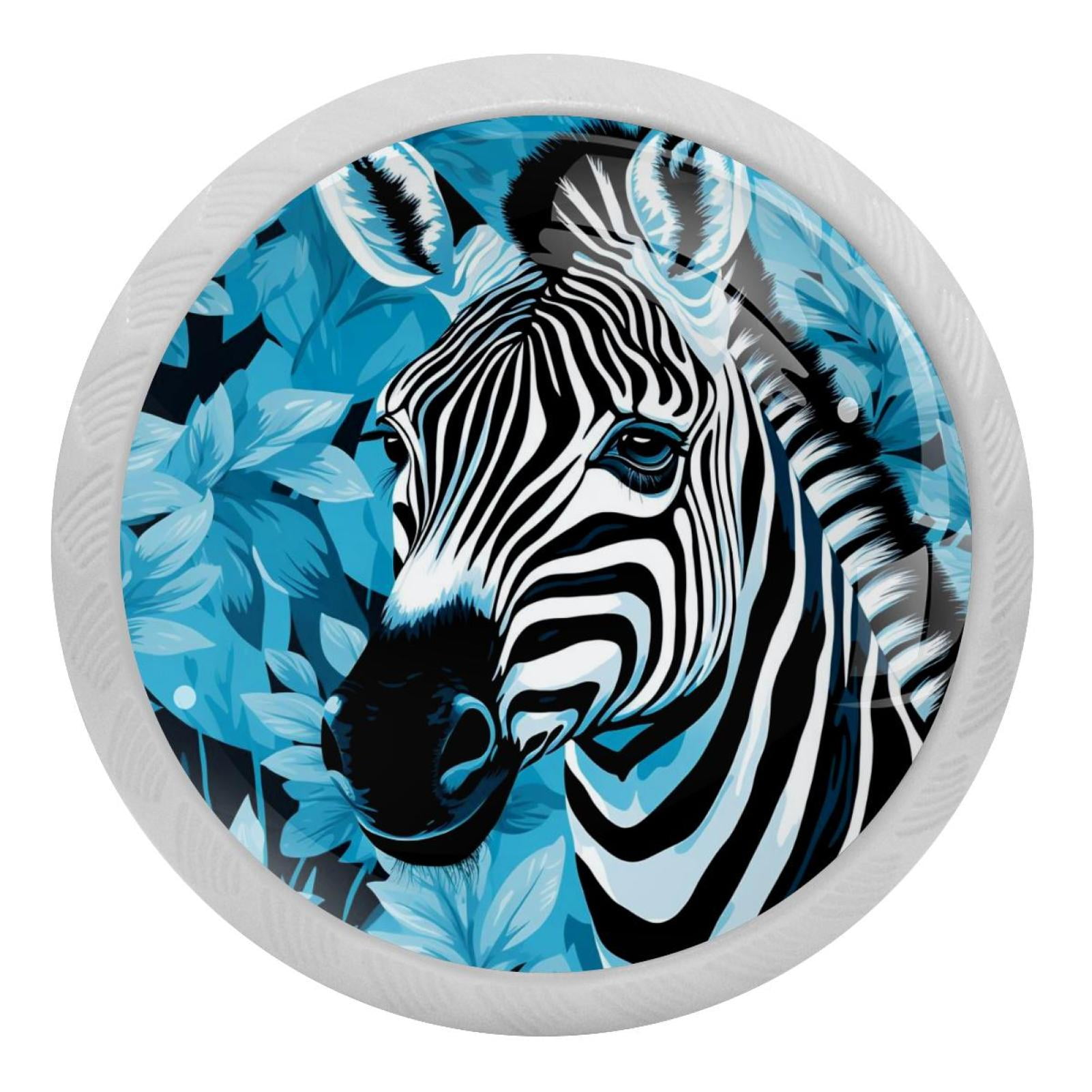 Zebra Animals Pattern 4PCS Cabinet Knobs Pulls Fluorescent Drawer ...