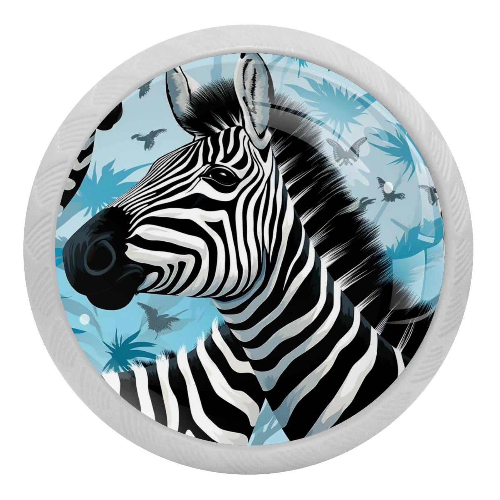 Zebra Animals Pattern 4PCS Cabinet Knobs Pulls Fluorescent Drawer ...