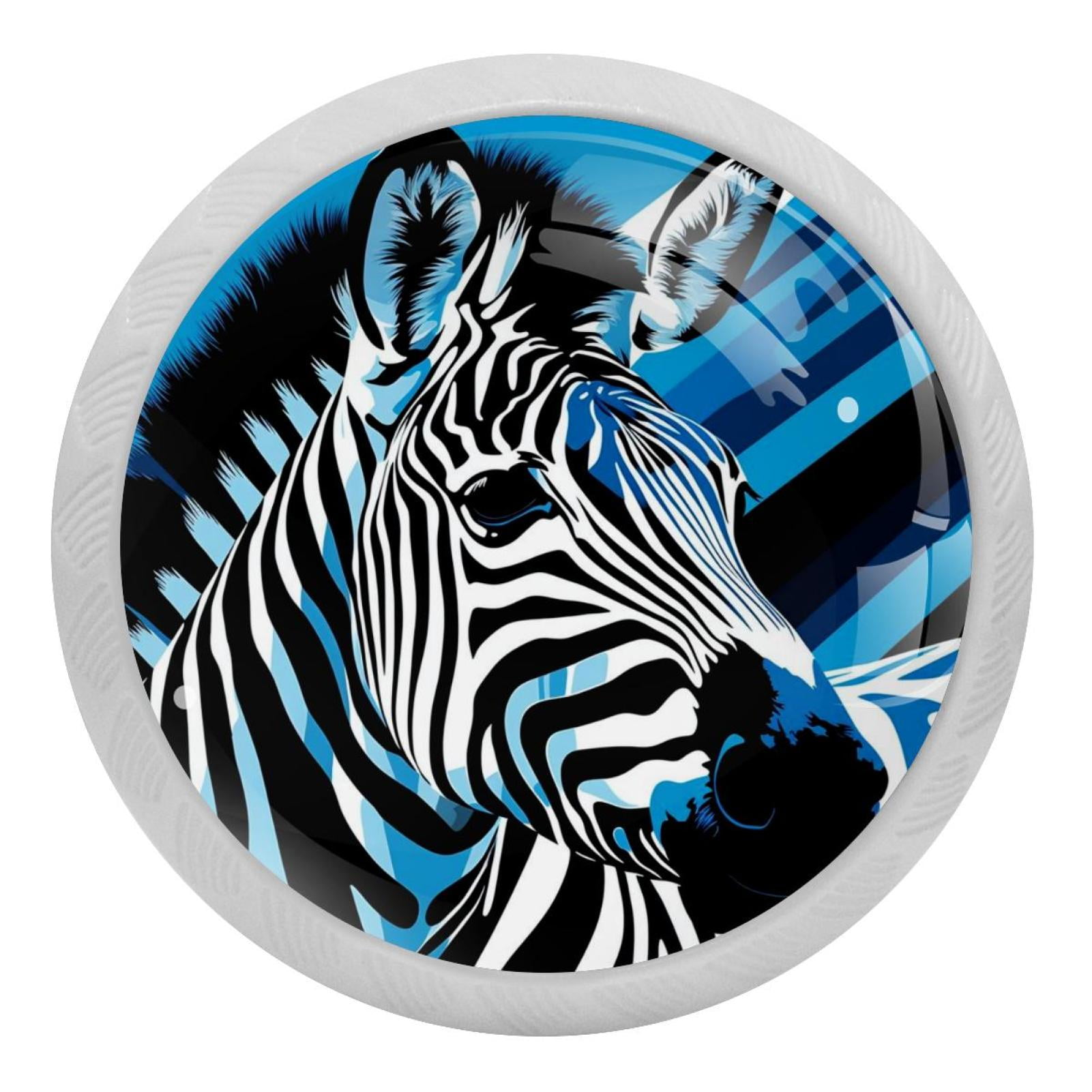 Zebra Animals Pattern 4PCS Cabinet Knobs Pulls Fluorescent Drawer ...
