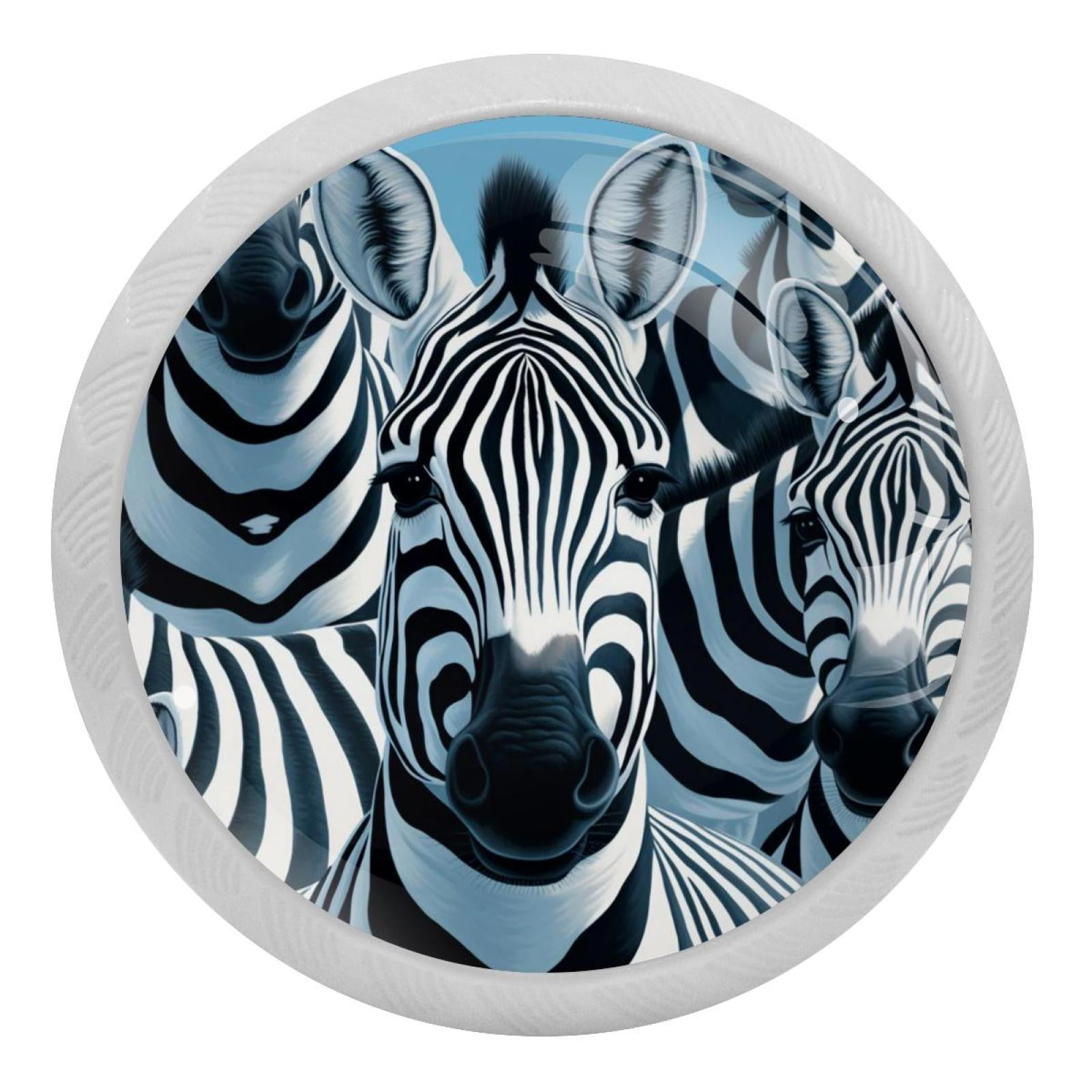 Zebra Animals Pattern 4PCS Cabinet Knobs Pulls Fluorescent Drawer ...