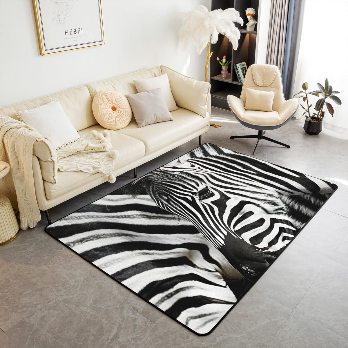Zebra Area Rug,Jungle Wild Animal Black And White Rugs For Living Room ...
