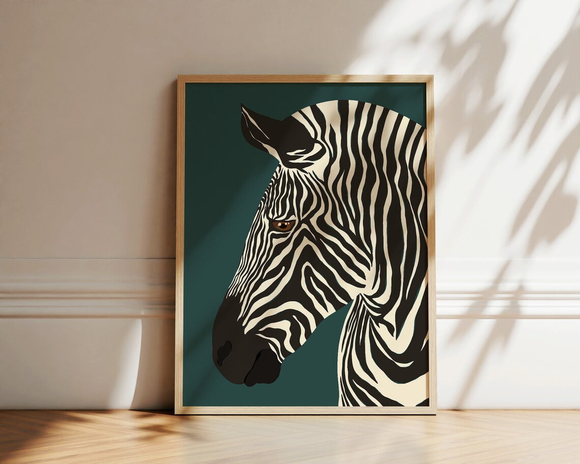 Zebra Art Print, Jungle Wall Art, Modern Boho Artwork, Zebra Poster ...