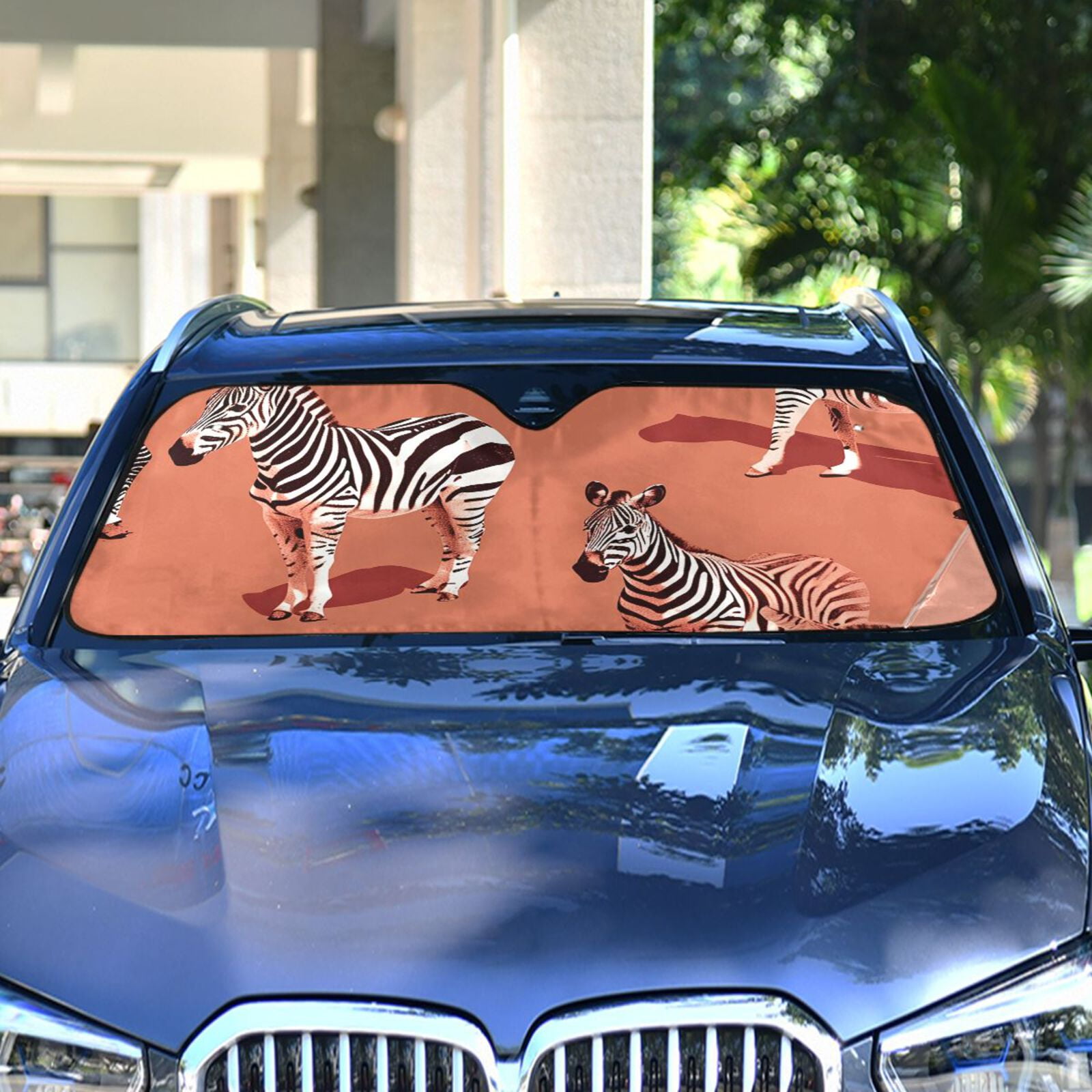Zebra Automotive Front Car Windshield Sun Shade Reflector Foldable for ...