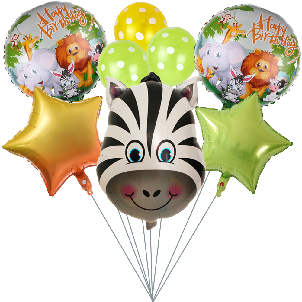 Zebra Balloon Bouquet with Large Zebra Balloon Polka Dot Latex Balloons ...