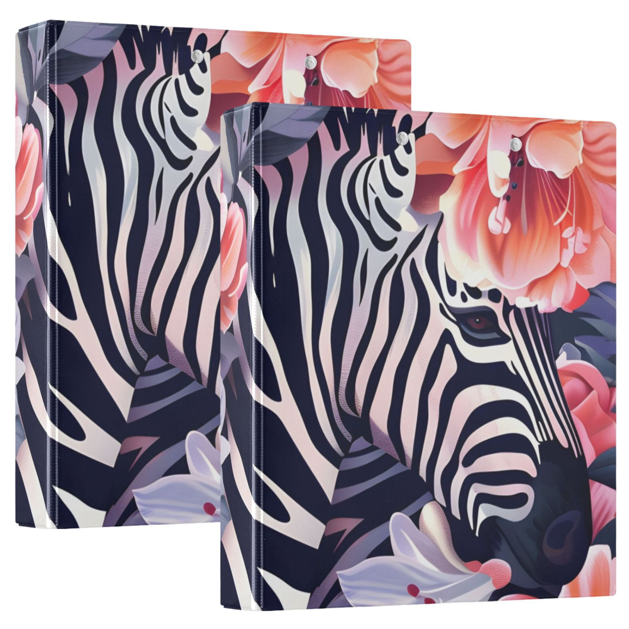 Zebra Beautiful Flowers 3 Ring Binders 1.5 inch Hardcover File Folders ...