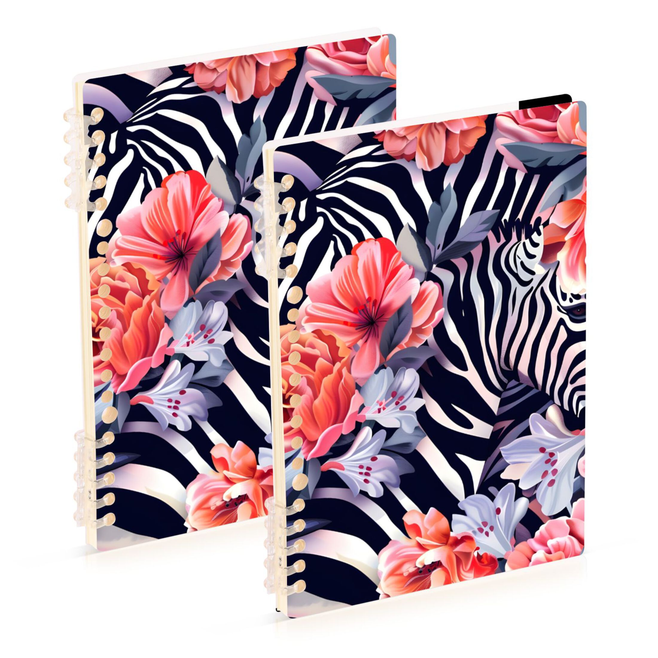Zebra Beautiful Flowers Ring Binder Notebook Journey Note Diary College ...