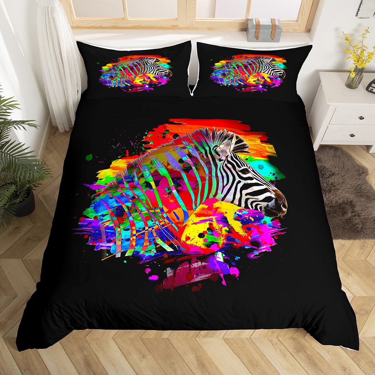 Zebra Bedding Set Queen Size Wildlife Animal Duvet Cover Magical ...