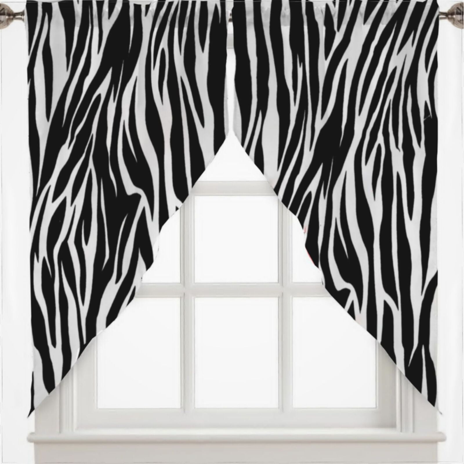Zebra Black White Animal Print Swag Valances For Windows 2 Pack For ...