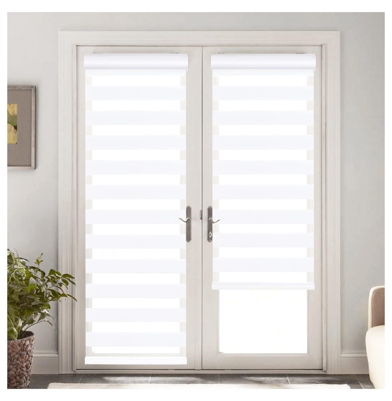 Zebra Blinds for Windows 20 x 72 inches, White Dual Layer Sheer Shades ...