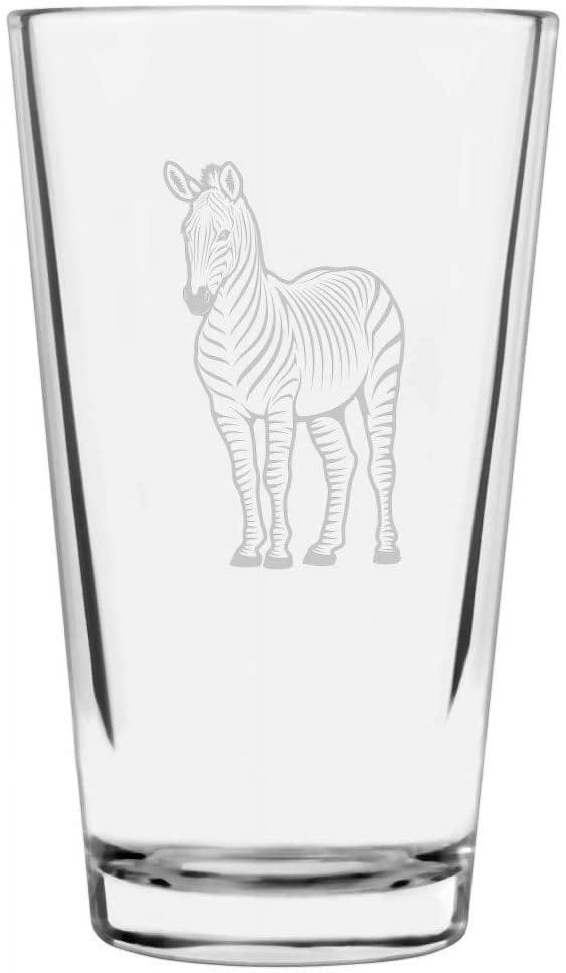 Zebra Body Zoo Animal Themed Etched All Purpose 16oz Libbey Pint Glass ...