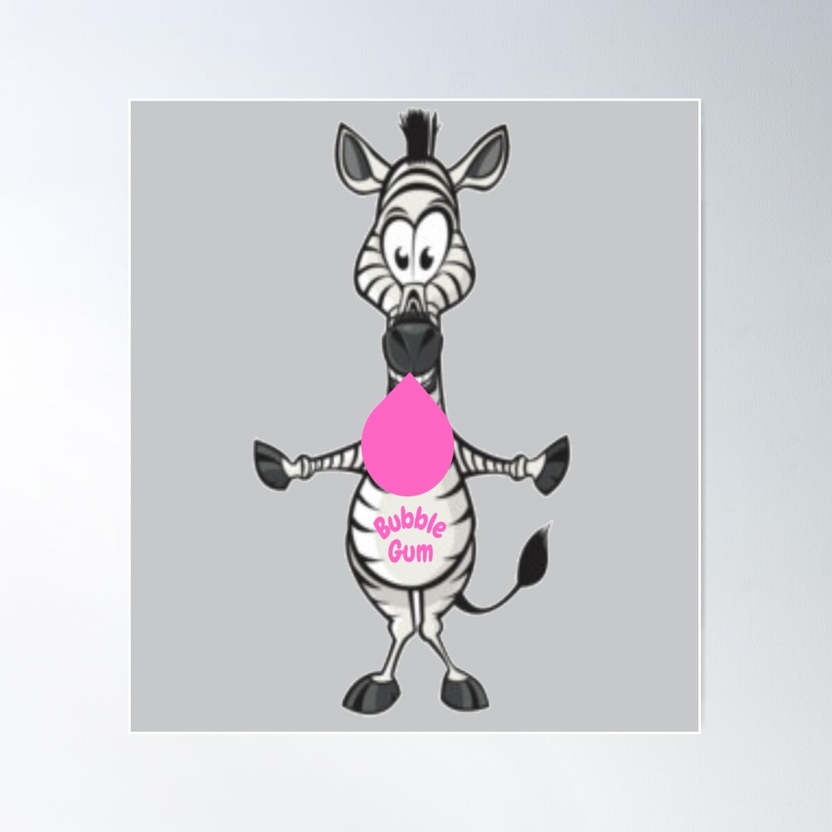 Zebra Bubble Gum Design Poster Wall Art, Modern Wall Decor For Living ...