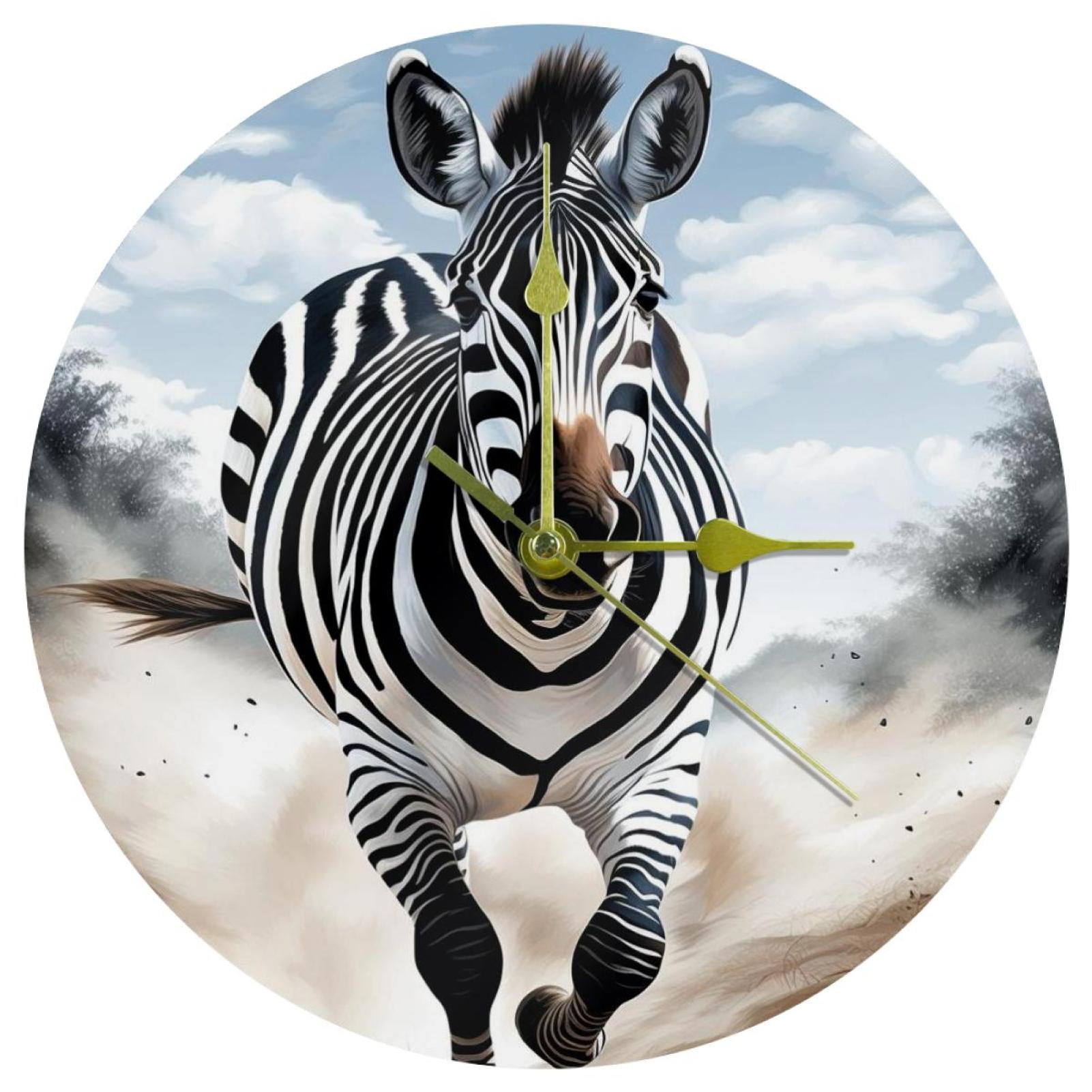 Zebra Circular Acrylic Wall Clock – Contemporary Design, Silent Ticking ...