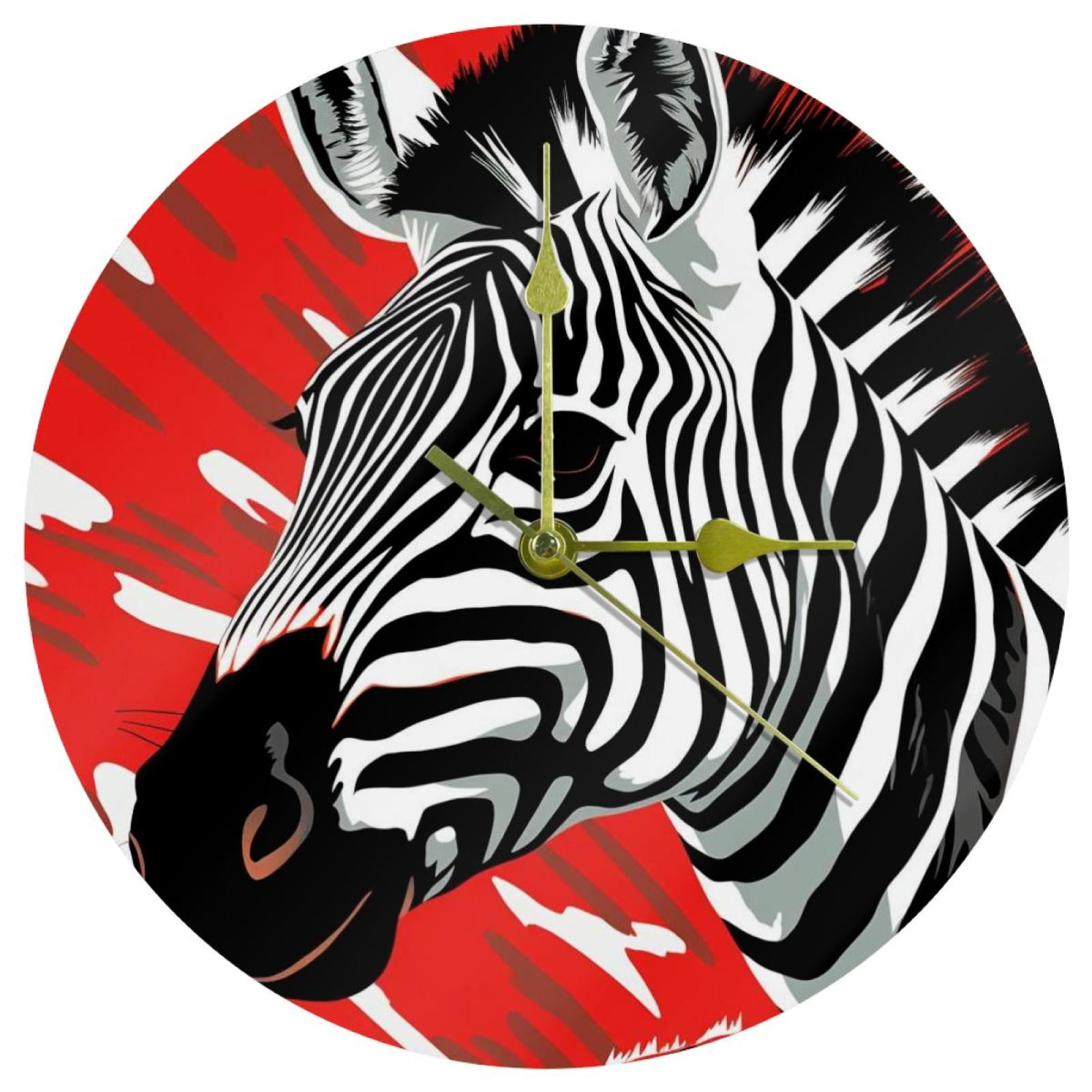 Zebra Circular Acrylic Wall Clock - Contemporary Home Decor for Stylish ...