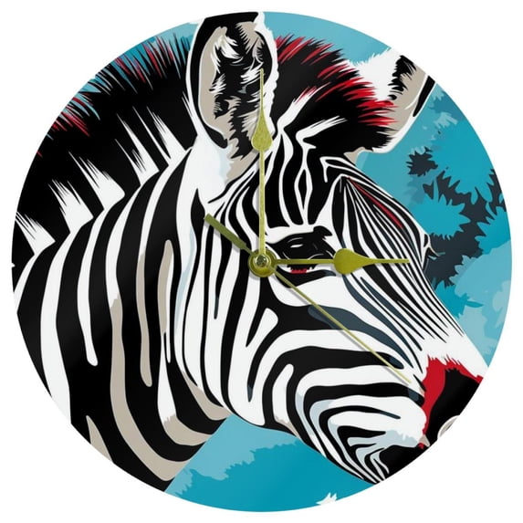 Zebra Circular Acrylic Wall Clock - Contemporary Home Decor for Stylish ...