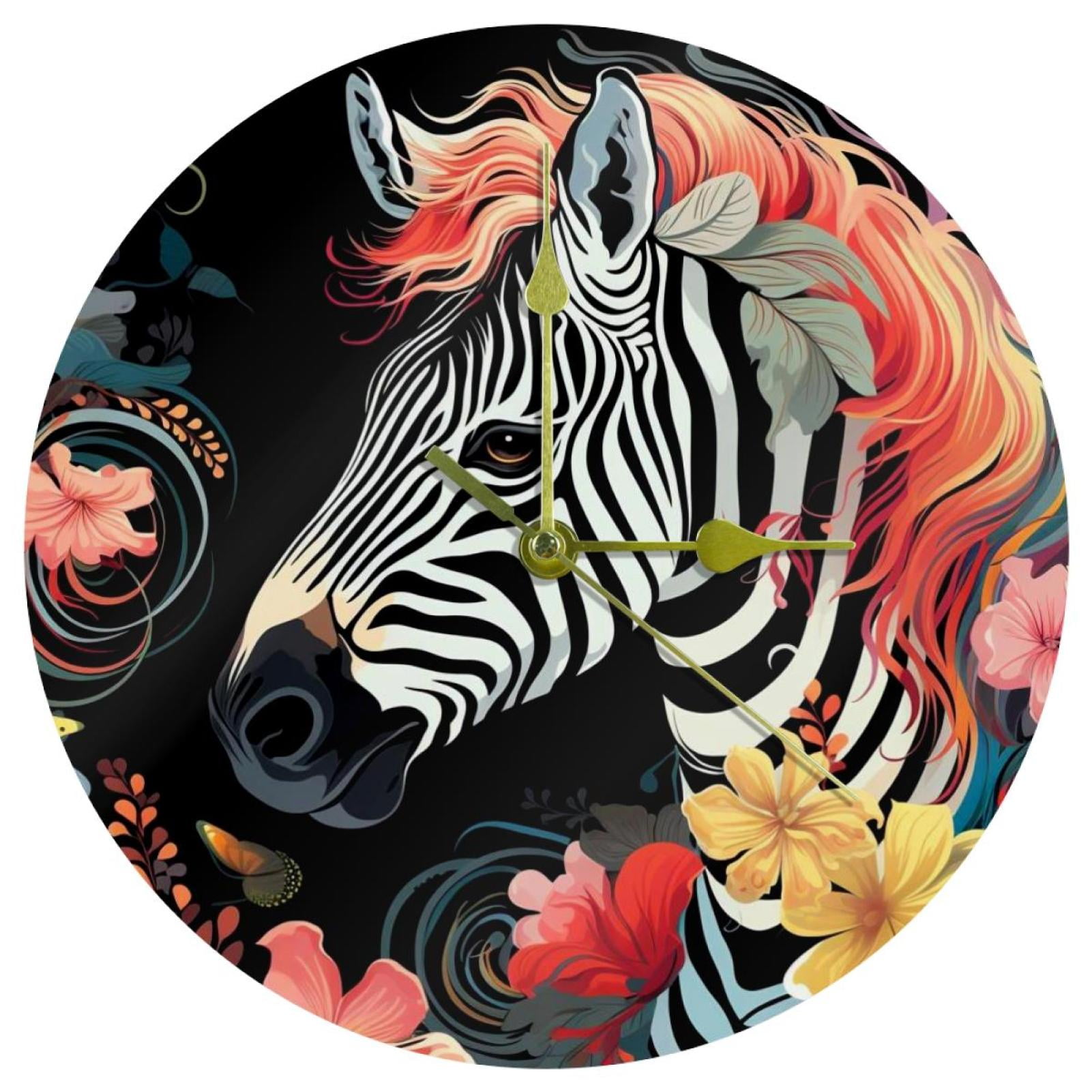 Zebra Circular Acrylic Wall Clock - Elegant and Stylish Timepiece for ...