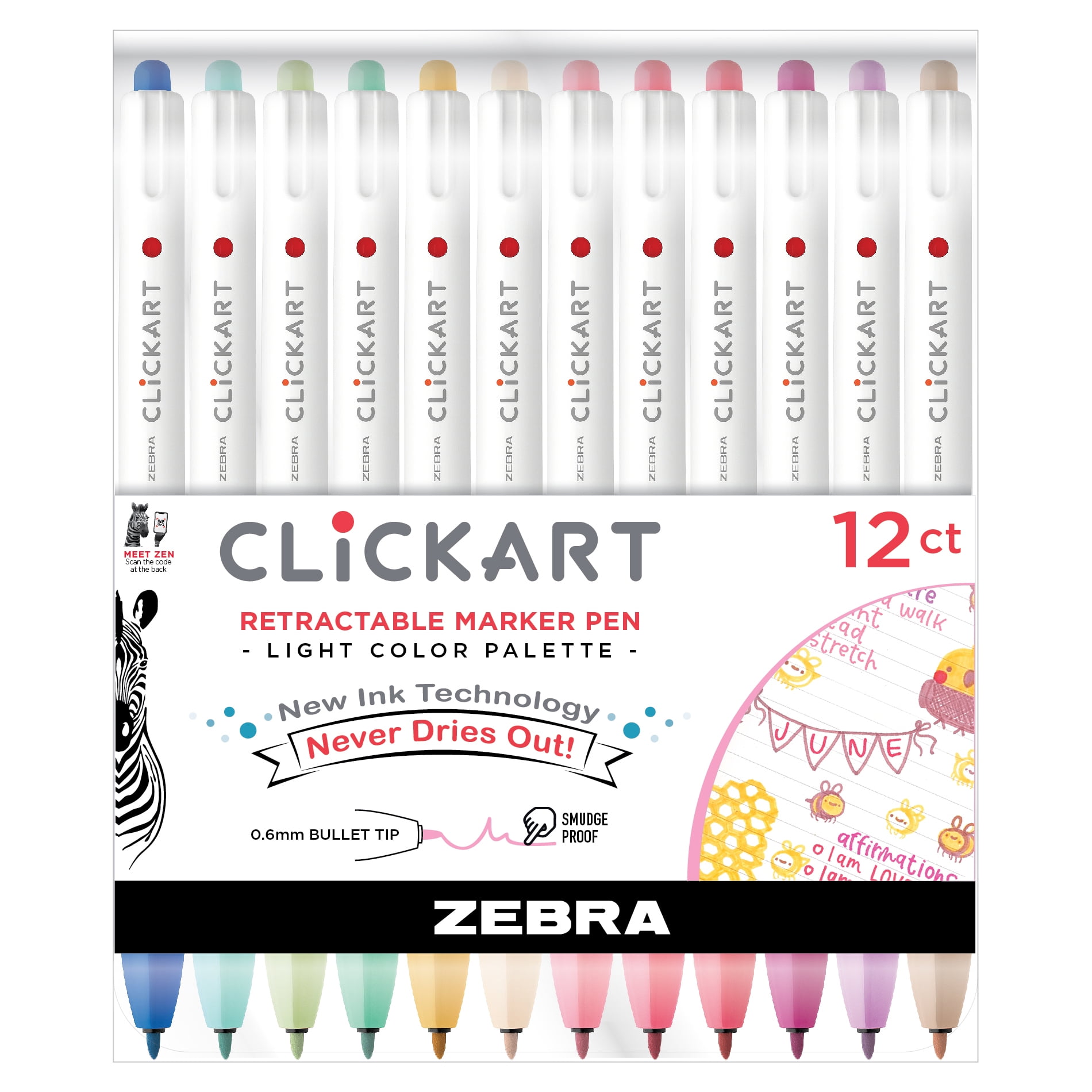 Zebra Pen CLiCKART Retractable Felt Tip Marker - Walmart.com