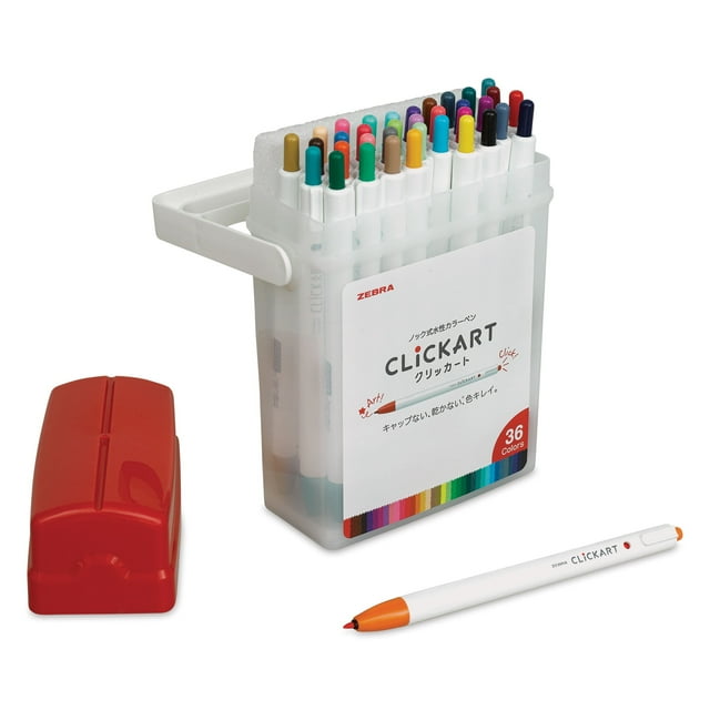 Zebra Pen ClickArt Retractable Marker Pen, Fine Point, Assorted Colors ...