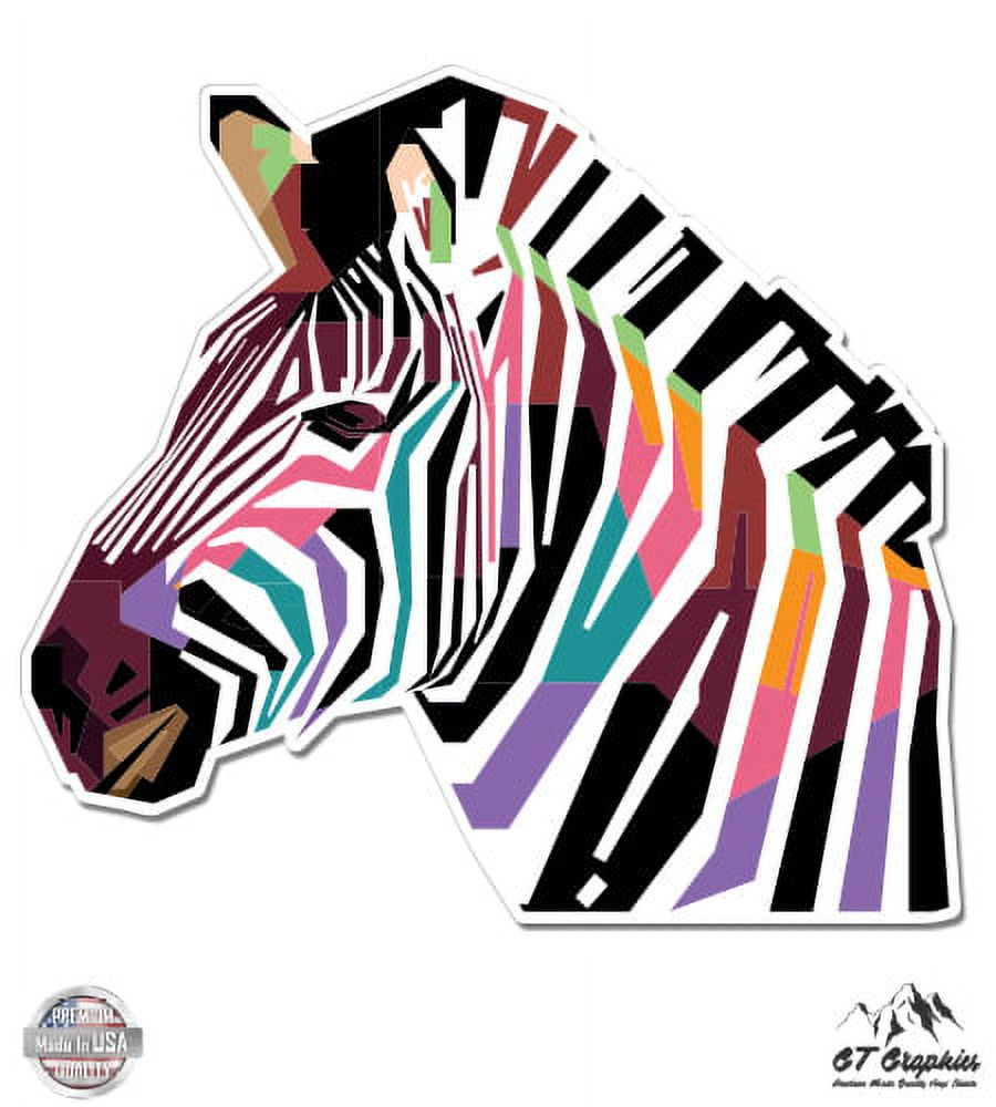 Zebra Color Graphic - 3" Vinyl Sticker - For Car Laptop I-Pad Phone ...