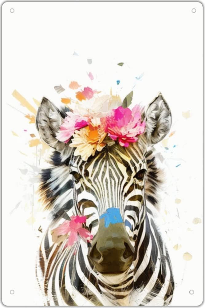 Zebra Decor Unique Tin Sign, Home & Garden décor, Woodland Animal Wall ...